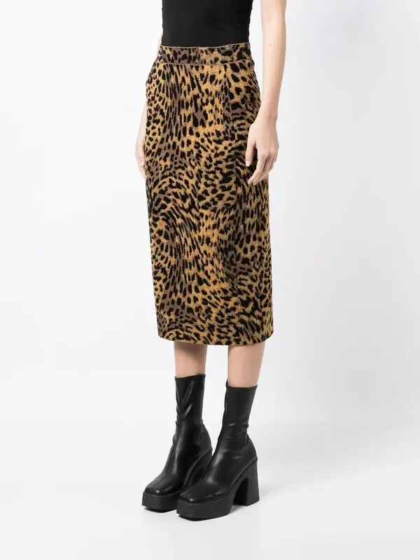 Stella McCartney Textured Leopard-print Pencil Skirt