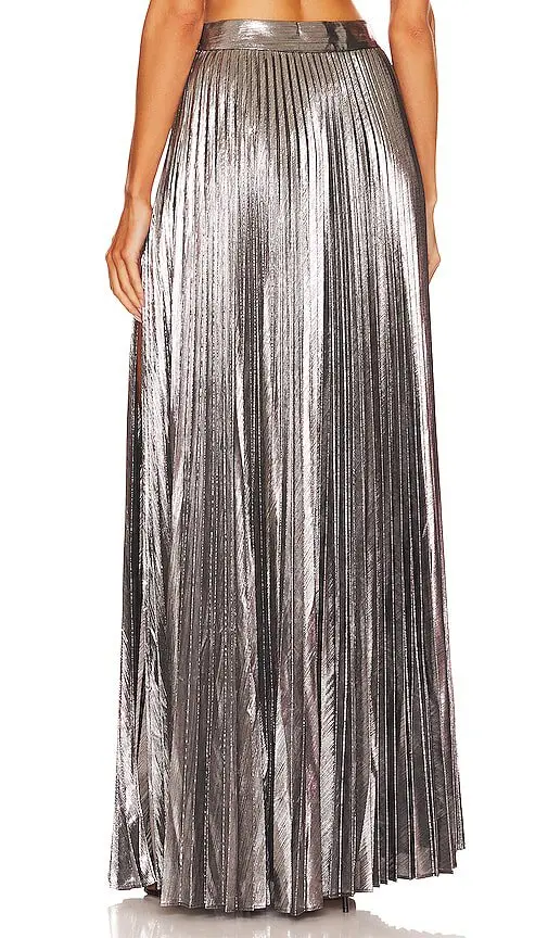 Retrofete Cressida Pleated Metallic Maxi Skirt