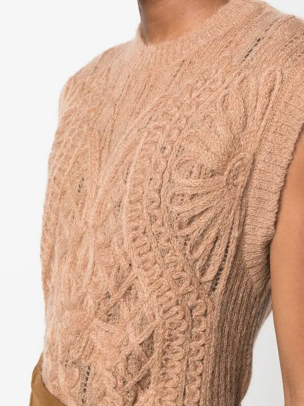 Alberta Ferretti Cable Knit Crew Neck Vest