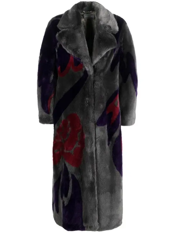 Alberta Ferretti Abstract Faux Fur Coat