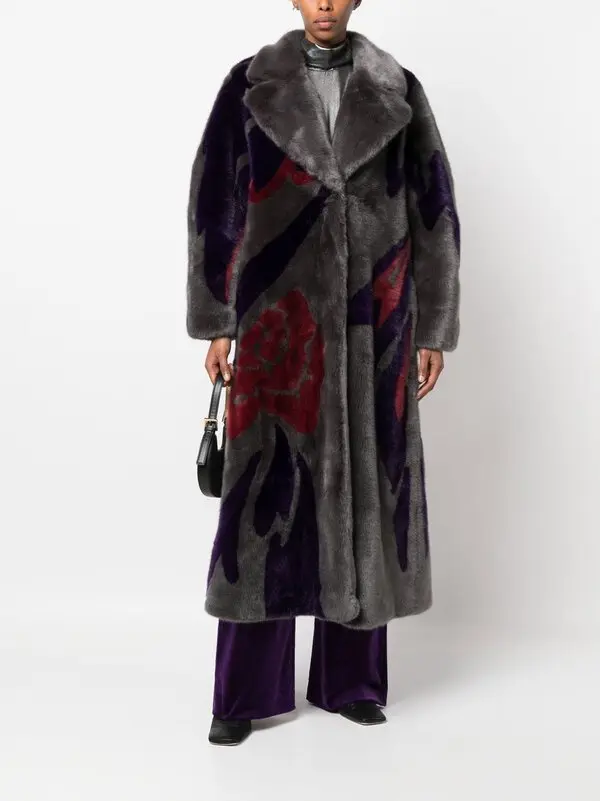 Alberta Ferretti Abstract Faux Fur Coat
