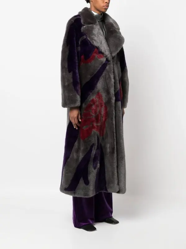 Alberta Ferretti Abstract Faux Fur Coat
