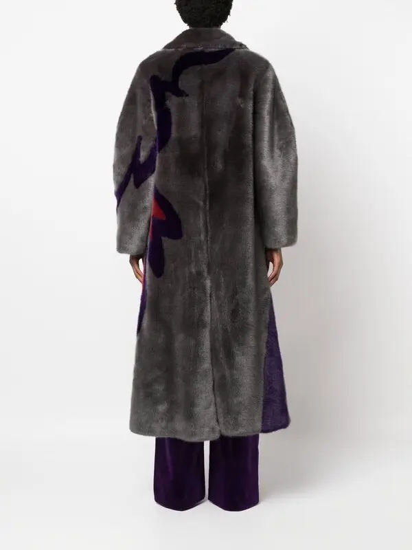 Alberta Ferretti Abstract Faux Fur Coat