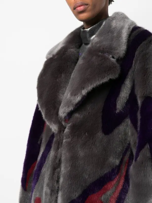 Alberta Ferretti Abstract Faux Fur Coat