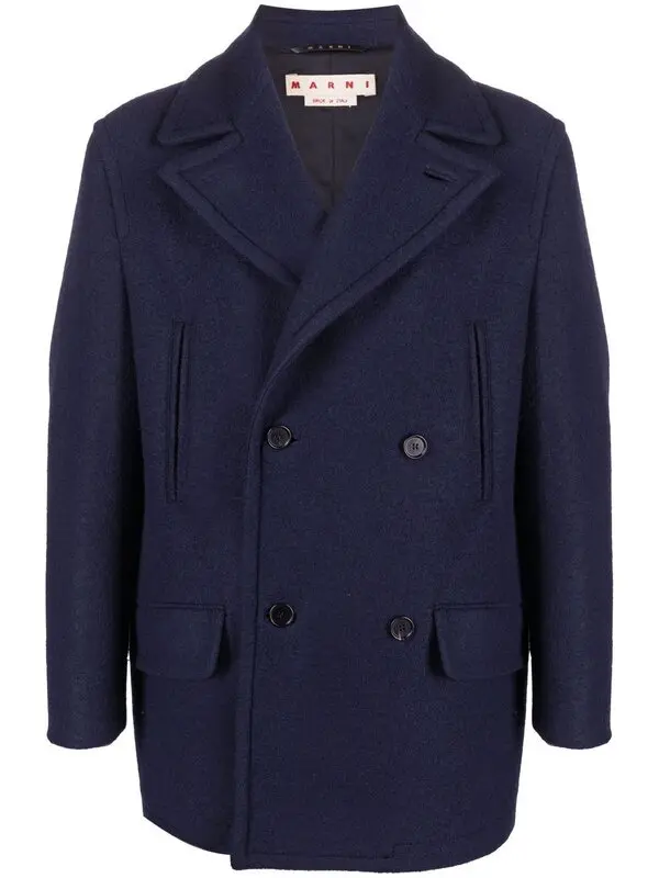 Marni Double-breasted Virgin Wool Coat - Blue