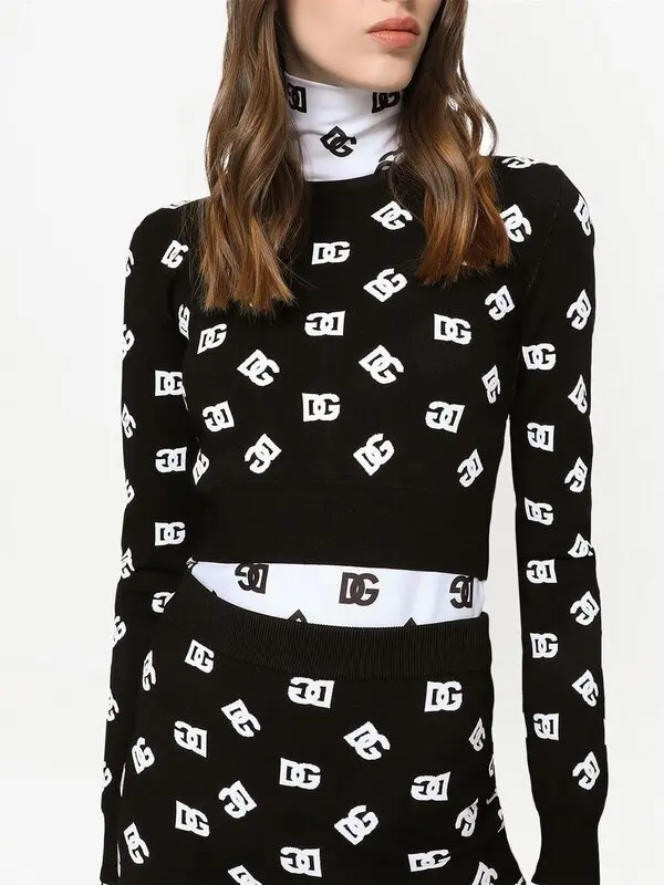 Dolce & Gabbana Dg-logo Jacquard Sweater - Black