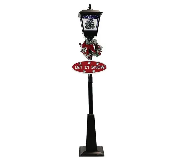 FRASER HILL FARM 71' Musical Street Lamp In Bla Ck W/ Tree - One-color