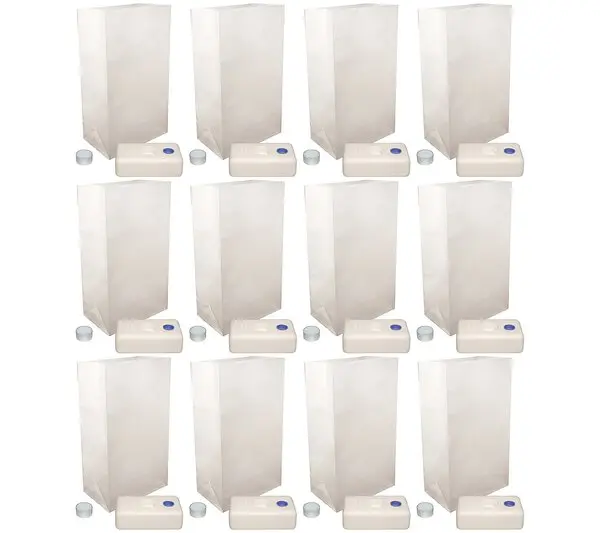 LUMABASE Set Of 12 White Traditional Luminarias - One-color