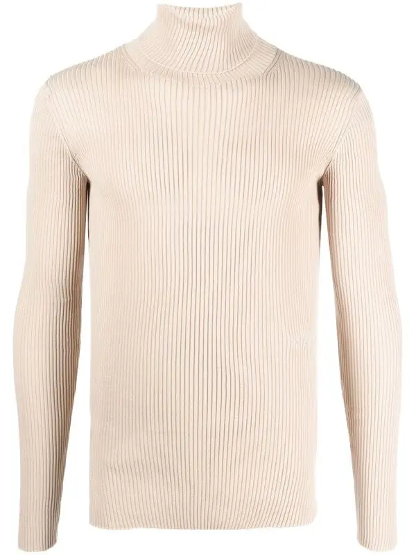 Off-White Ribbed Turtleneck Jumper - Neutrals