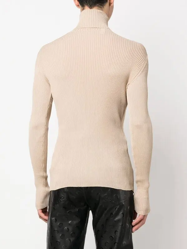 Off-White Ribbed Turtleneck Jumper - Neutrals