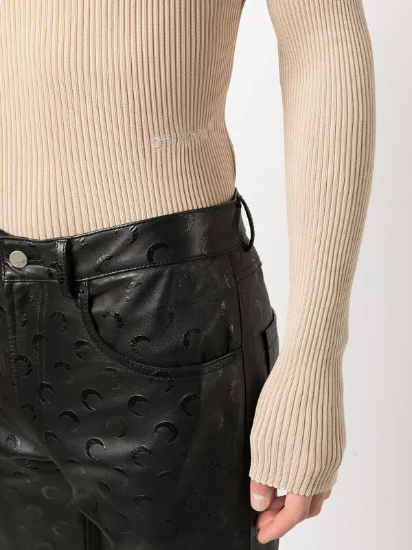 Off-White Ribbed Turtleneck Jumper - Neutrals