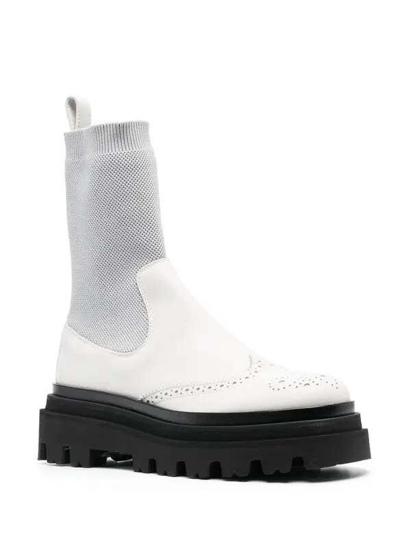 Eleventy Leather Ankle Sock Boots