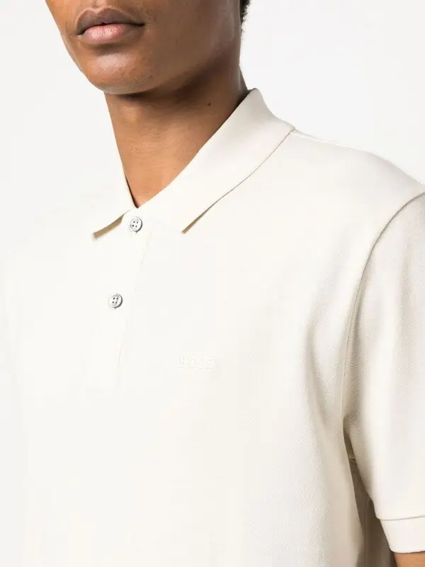 BOSS Short Sleeve Cotton Polo Shirt - Neutrals