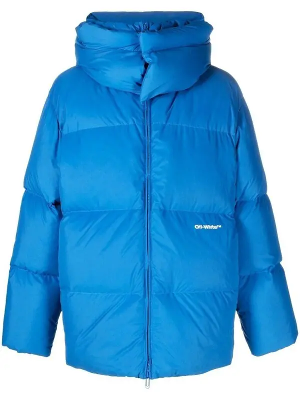 Off-White Logo-print Padded Jacket - Blue