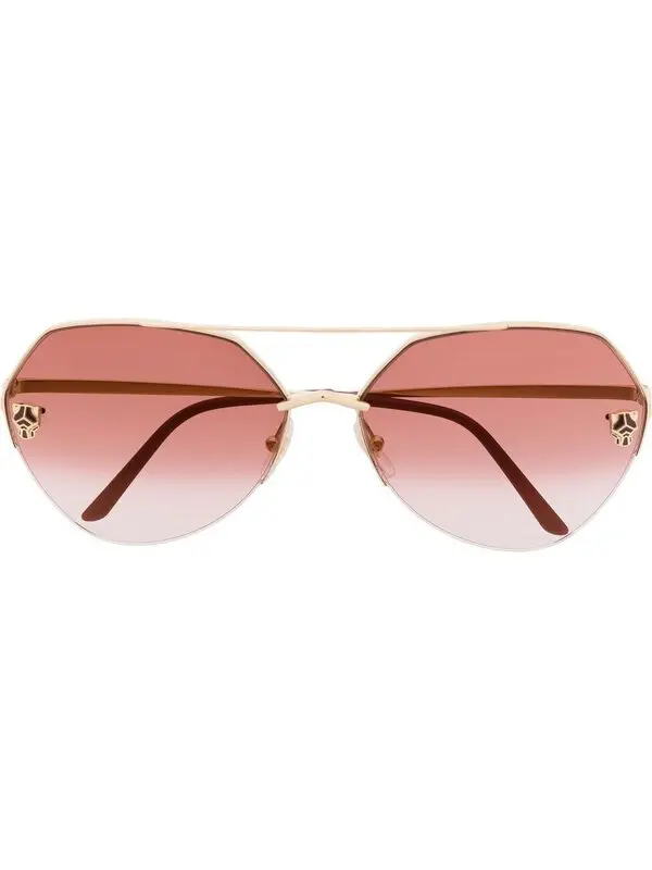 CARTIER Panther Head-detail Sunglasses - Gold