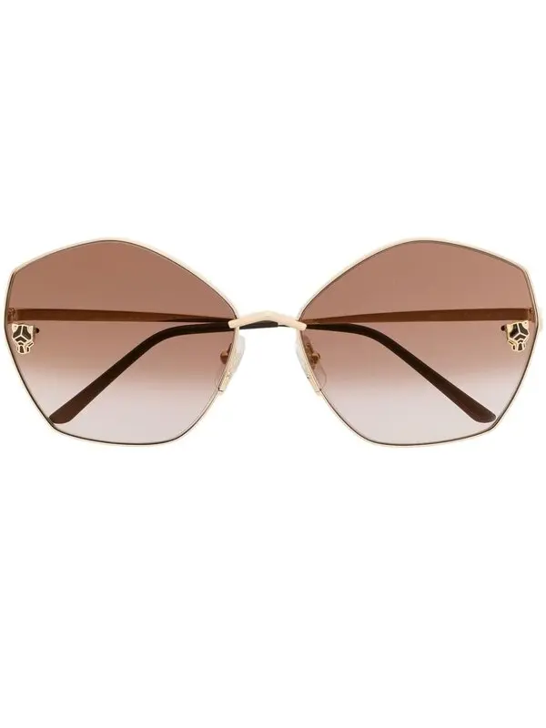 CARTIER Panther-head Tinted Sunglasses - Gold
