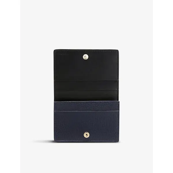 Smythson Ludlow Snap-closure Leather Card Case - Navy