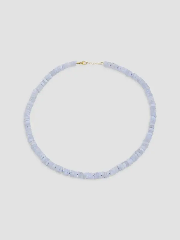 Jia Jia 14k Yellow Gold & Lace Agate Beaded Necklace - Blue