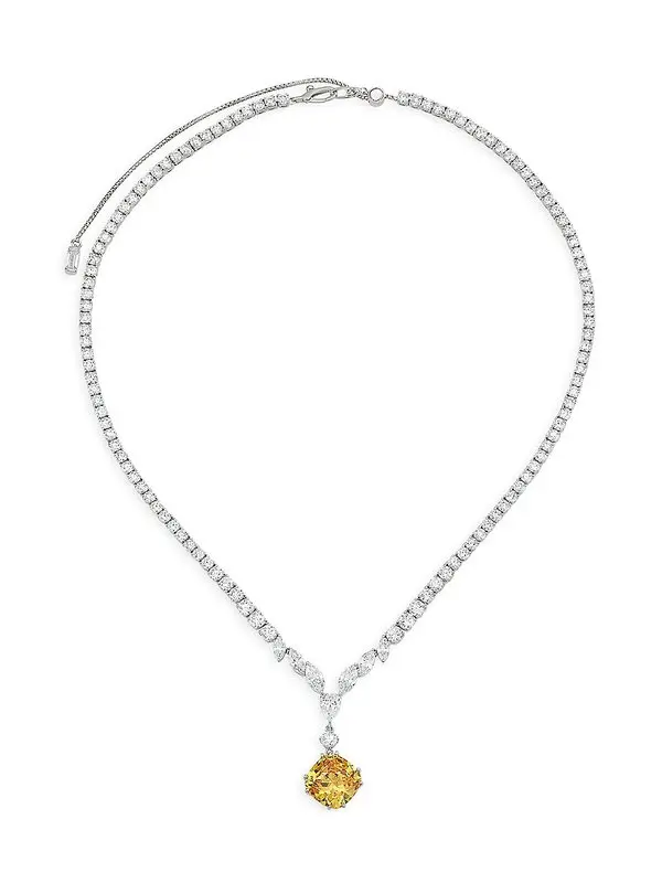 Adriana Orsini Saffron & Cubic Zirconia Collar Pendant Necklace - Sterling Silver