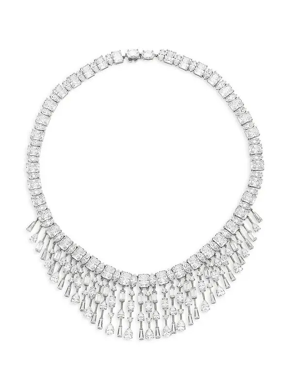 Adriana Orsini Glitz & Cubic Zirconia Drama Fan Bib Necklace - Sterling Silver