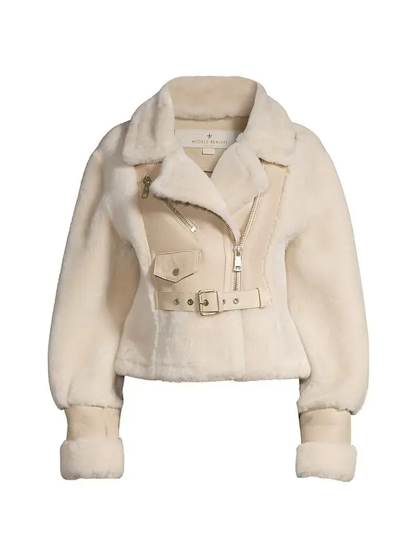 Buy Nicole Benisti Victoria Cropped Shearling Jacket - Oat At 50