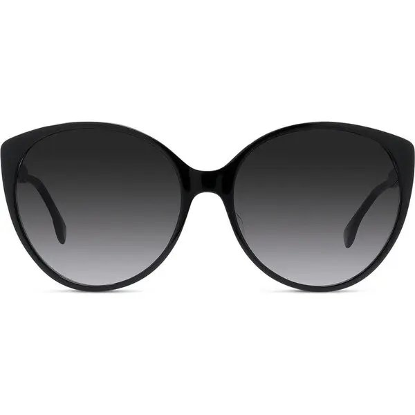 Fendi Round Frame Sunglasses - Shiny Black/gradient Smoke