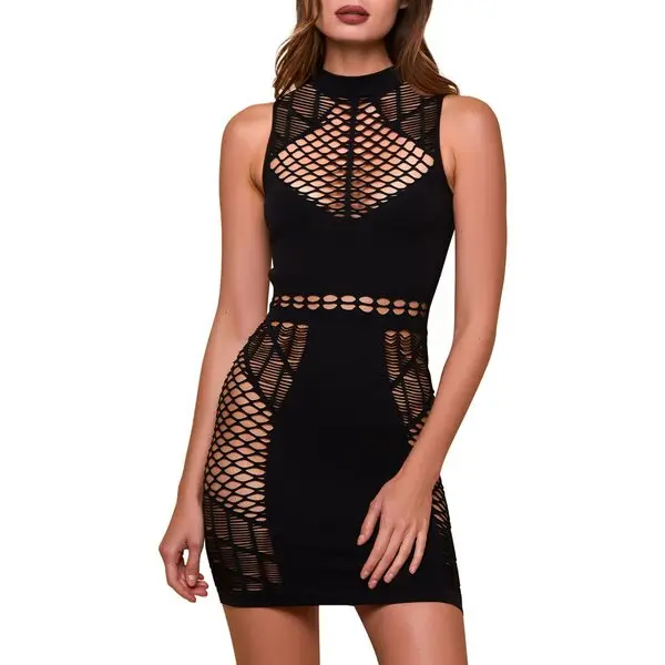 HAUTY Mock Neck Fishnet Chemise
