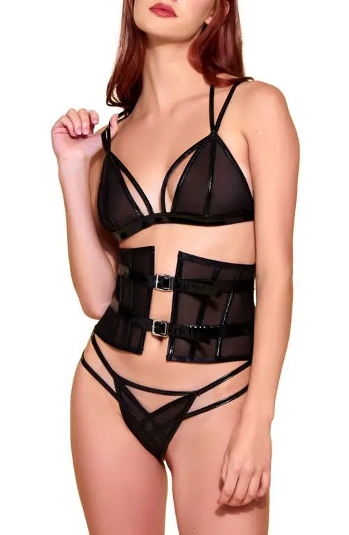 HAUTY Vinyl & Mesh Waist Cincher - Black