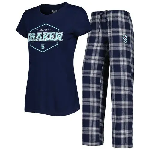 CONCEPTS SPORT Seattle Kraken Badge Sleep Set - Navy