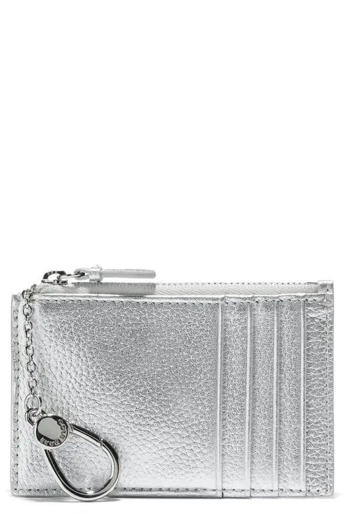 Cole Haan Top Zip Card Case - Silver