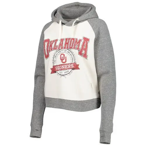PRESSBOX Cream/heather Gray Oklahoma Sooners Cody Tri-bend Raglan Pullover Hoodie