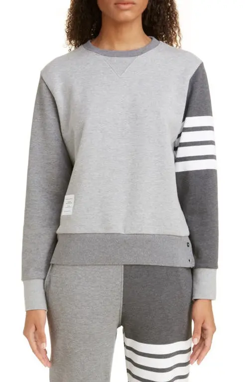 Thom Browne Four-bar Cotton Sweatshirt - Tonal Grey
