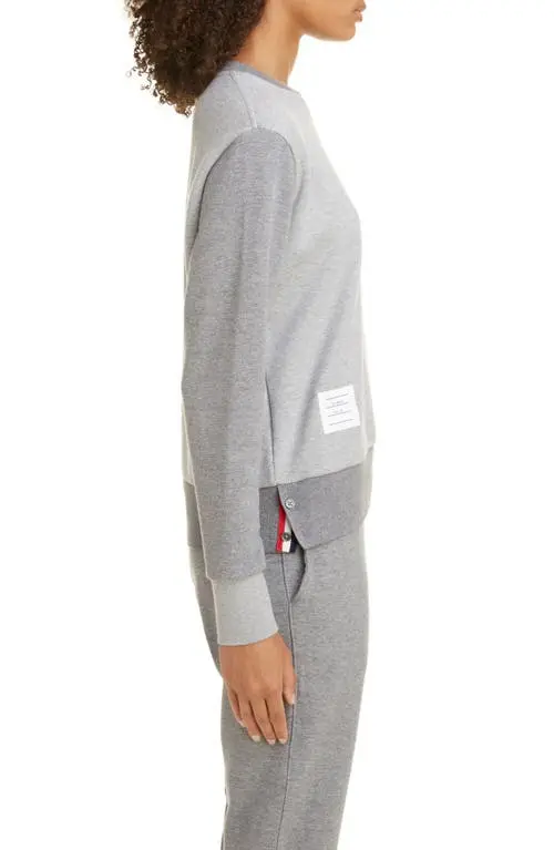 Thom Browne Four-bar Cotton Sweatshirt - Tonal Grey