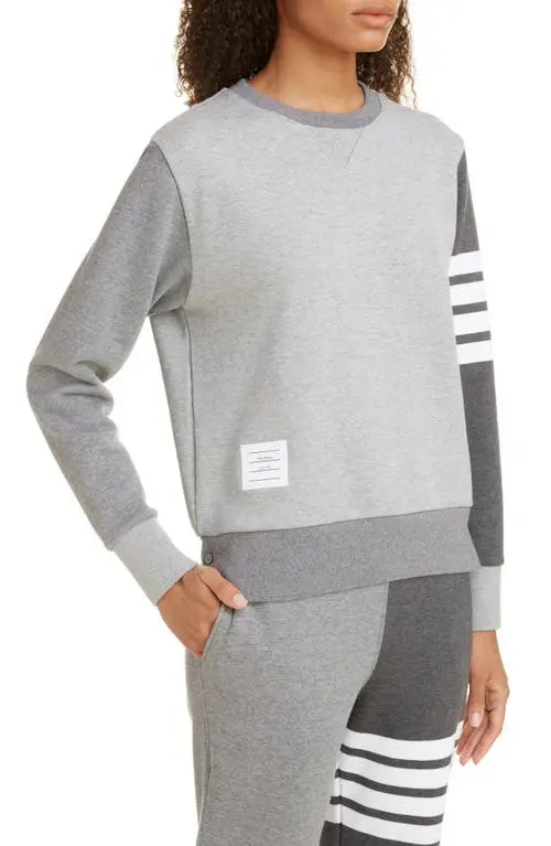 Thom Browne Four-bar Cotton Sweatshirt - Tonal Grey