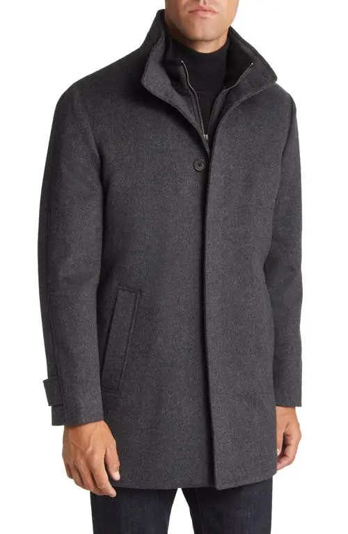 Nordstrom Wool Car Coat With Bib Insert - Grey Phantom Marl