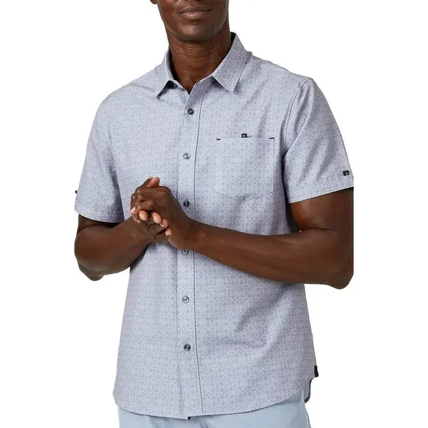 7 Diamonds Casablanca Short Sleeve Performance Button-up Shirt - Grey