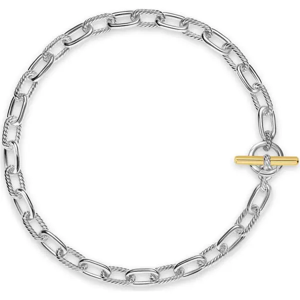 David Yurman Dy Madison Toggle Chain Necklace - Silver/18k Yellow Gold