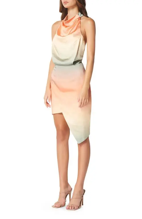 Elliatt Molecules Ombr Cowl Neck Asymmetric Minidress In Sunset Ombre -  60% Off | Editorialist