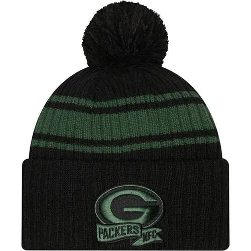 New Era Green Bay Packers 2022 Sideline Cuffed Pom Knit Hat