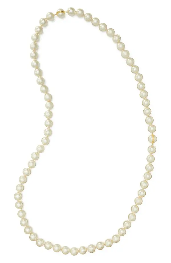Tory Burch Imitation Pearl Convertible Necklace - Rolled Gold/cream