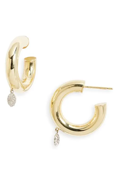 Meira T Diamond Drop Hoop Earrings - Yellow