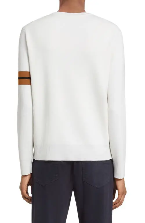 Zegna Signifier High Performance™ Stripe Wool Sweater - White