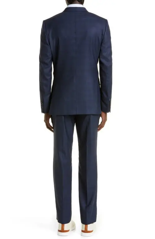 Zegna Prince Of Wales Plaid Centoventimila Wool Suit - Navy