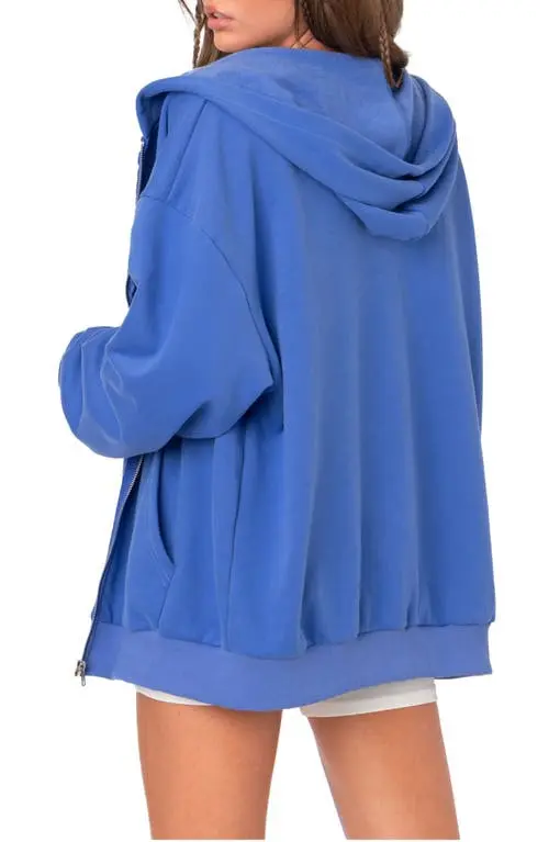 EDIKTED New York Oversized Zip-up Hoodie - Blue