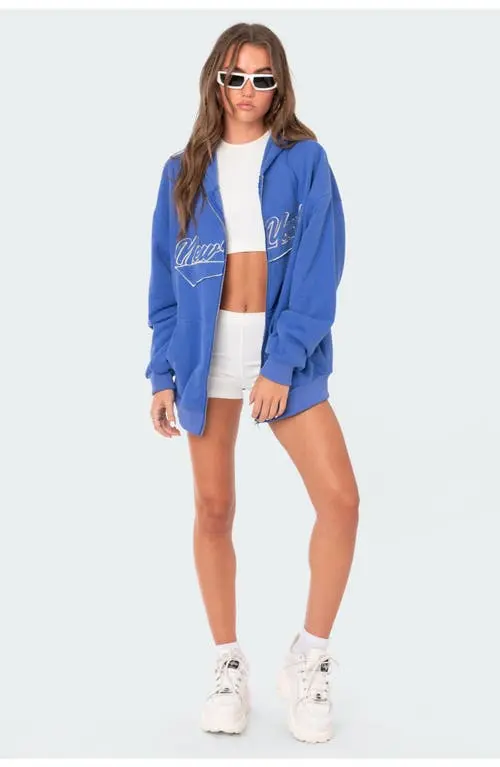 EDIKTED New York Oversized Zip-up Hoodie - Blue