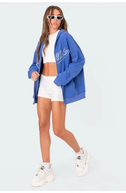 EDIKTED New York Oversized Zip-up Hoodie - Blue