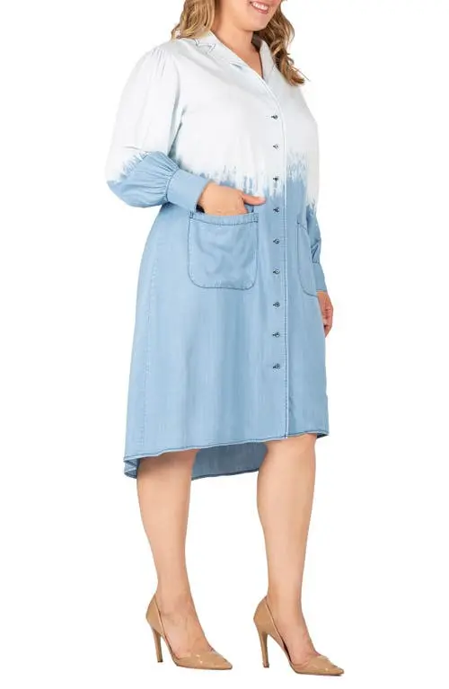 Standards & Practices Dip Dye Long Sleeve Shirt Dress - Blue Dip Dye |  Editorialist