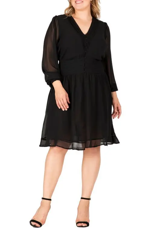 STANDARDS & PRACTICES Cutout Back Long Sleeve Dress - Black