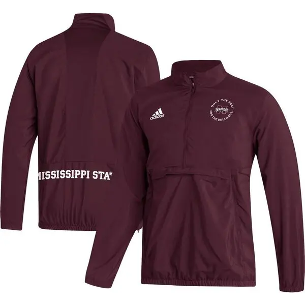 Adidas Mississippi State Bulldogs Aeroready Half-zip Jacket - Maroon