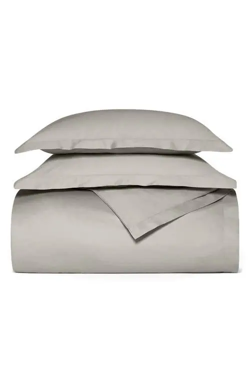 BOLL & BRANCH Percale Hemmed 300 Thread Count Duvet Cover & Shams Set - Pewter